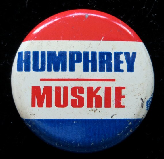 1968 Hubert Humphrey Presidential Campaign Pin Back B… - Gem