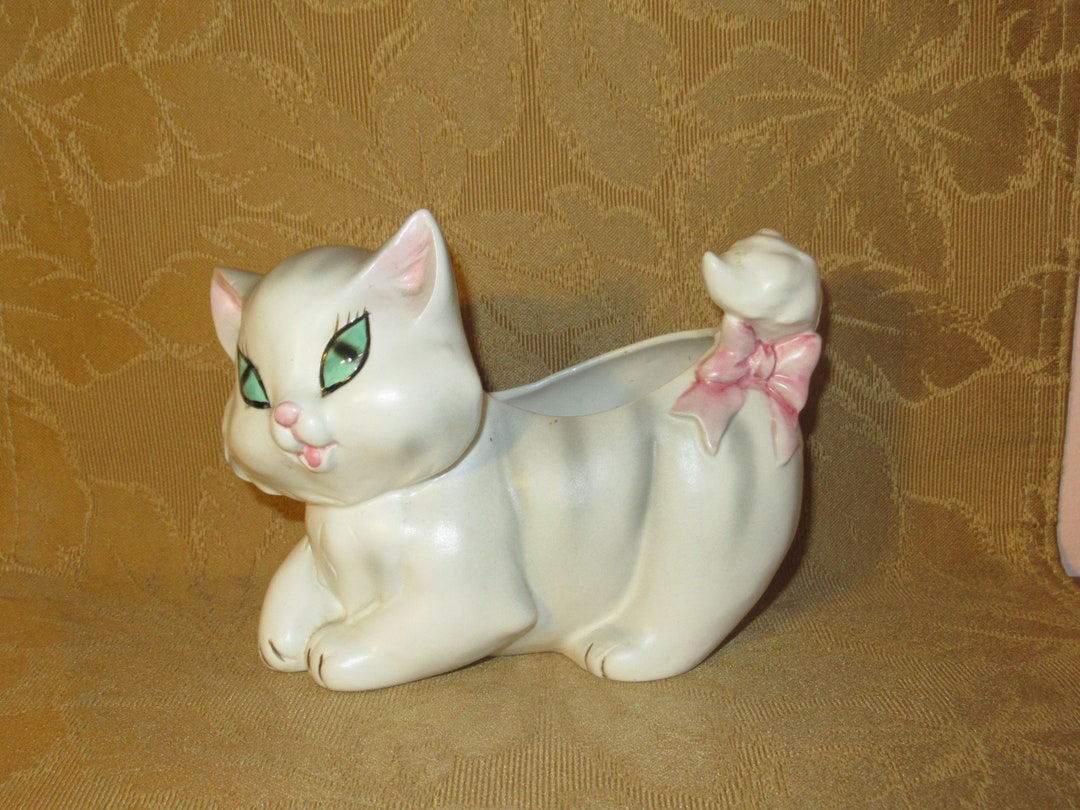 Mid Century 1950's Lefton Kitty Cat Feline Planter - Made in Japan - Etsy