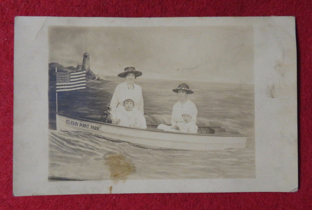 Original 1910's Clason Point Park Souvenir Patriotic RPPC Real Photo ...