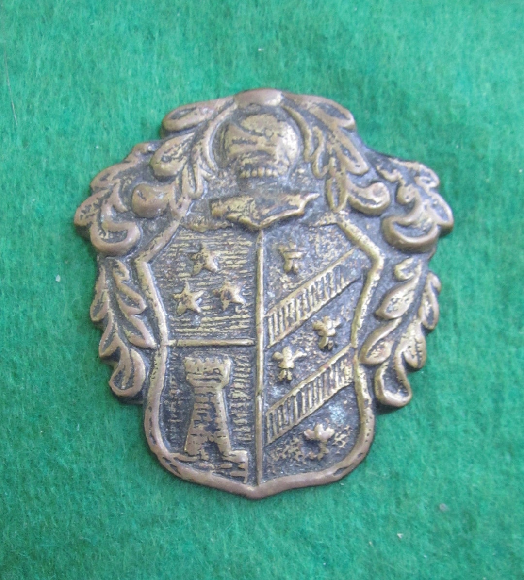 Buy Very Old Bronze Heraldic Crest Coat of Arms Badge Knight, Castle ...