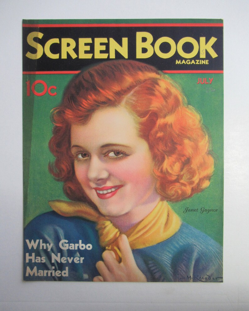 Original July 1932 Janet Gaynor Screen Book Magazine Cover - Etsy