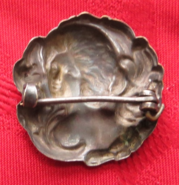 Vintage Victorian Elegant Woman Sterling Silver Pin B… - Gem