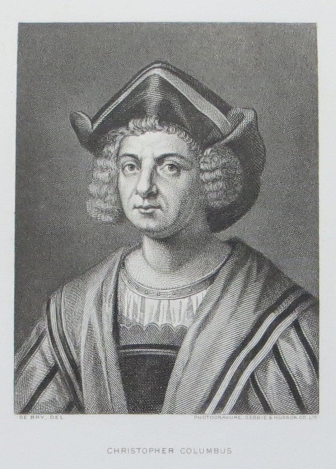 Original 1890 Gebbie & Husson Co. Christopher Columbus Photogravure ...