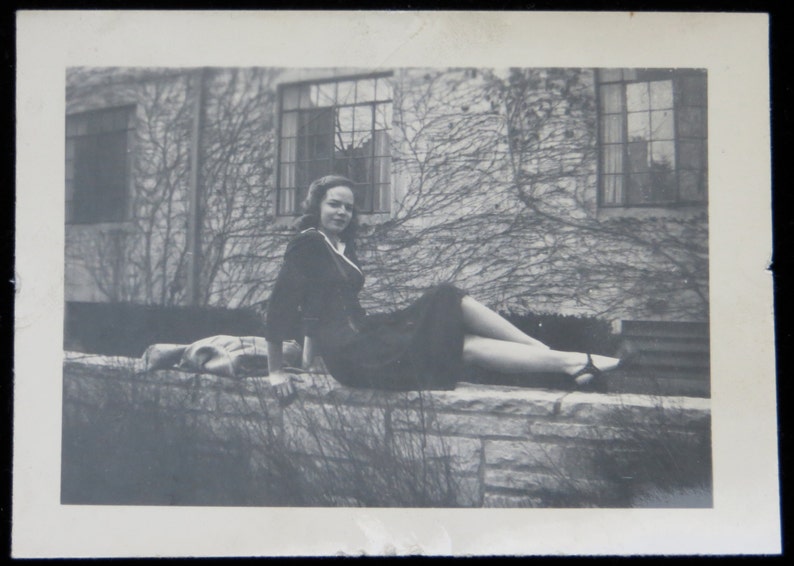 Sexy Coed Shows Her Legs 1950's Snapshot Photo Free | Etsy