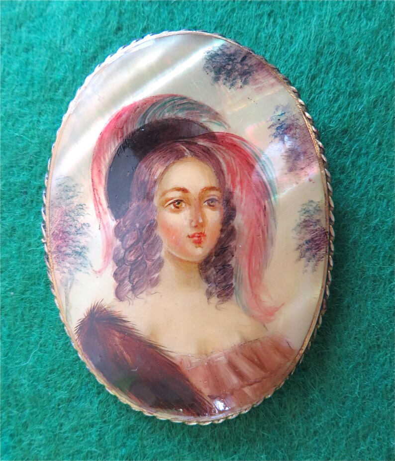 Russian Hand Painted Portrait Miniature Fedoskino Brooch Pin - Etsy