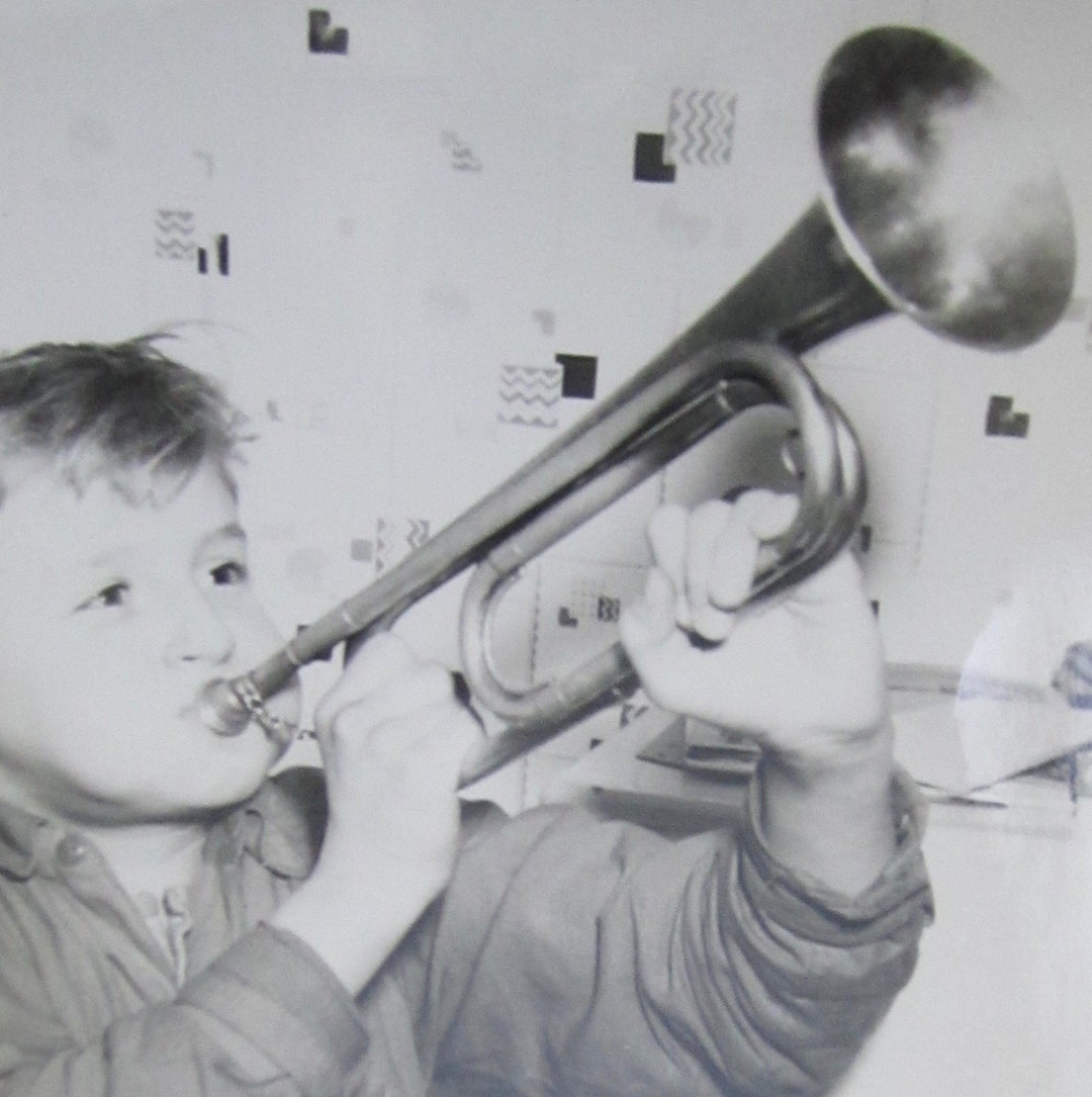 Johnny Blow Your Horn Vintage 1940's Little Bugler Boy Blowing His ...