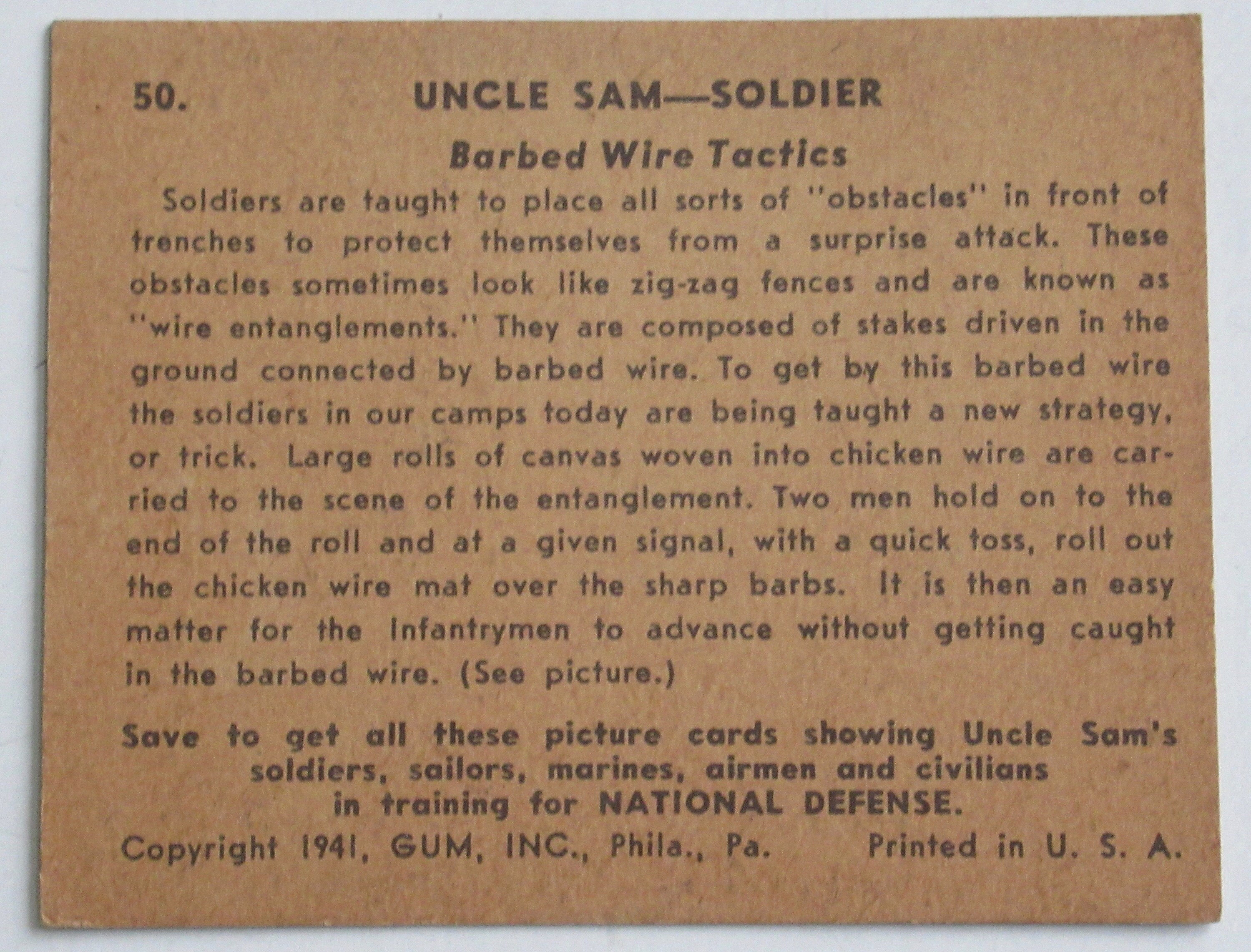 Original 1941 Uncle Sam Gum Inc. Collector Cards 50 Soldier | Etsy