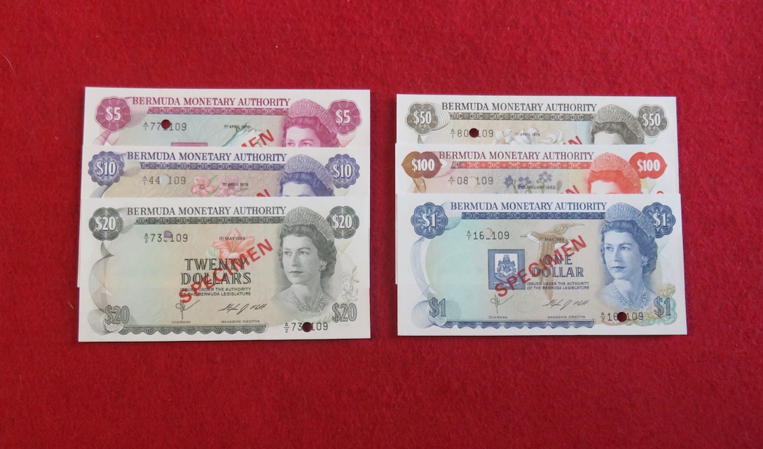 Vintage 1982 Bermuda 6 Piece Specimen Banknote Set - Uncirculated - Etsy