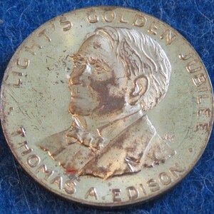 Vintage 1929 Thomas Edison Light's Golden Jubilee Souvenir Token - Etsy