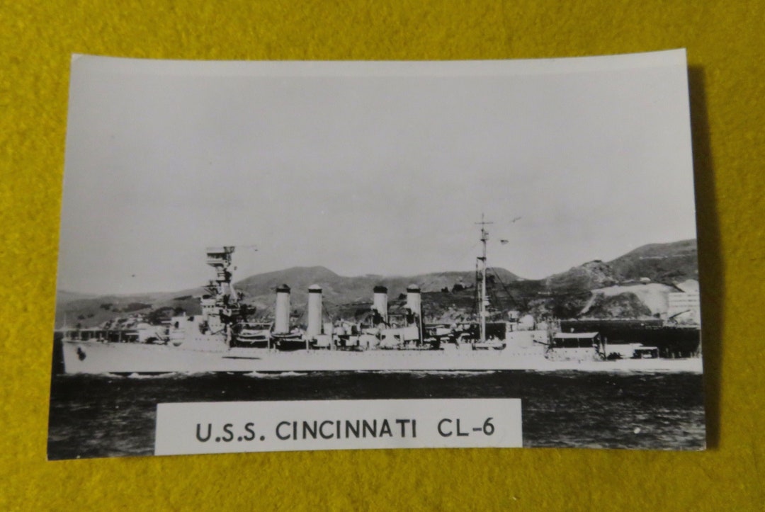 World War II 1950's USS Cincinnati CL-6 Omaha Class Scout Cruiser ...