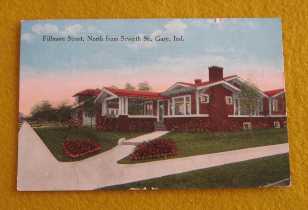 Original 1915 Fillmore & Seventh Street Gary Indiana Color Postcard ...