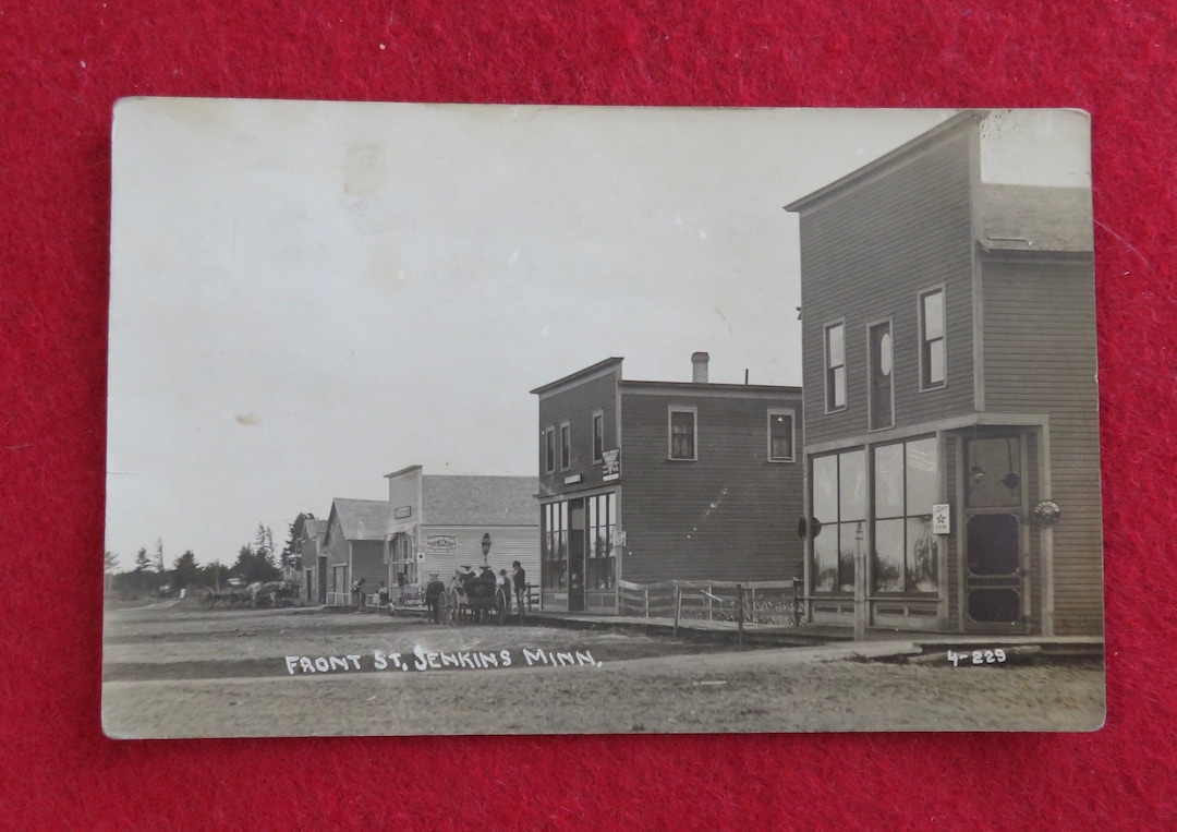 Original 1913 Birdseye View of Front Street Jenkins Minnesota RPPC Real ...