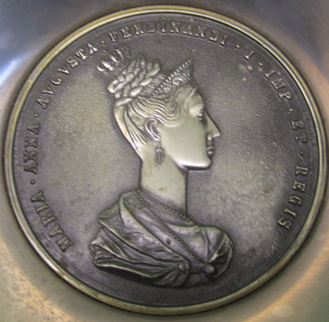 Maria Anna Augusta & Ferdinandi I Bronze Medallion Stainless Steel Bowl ...