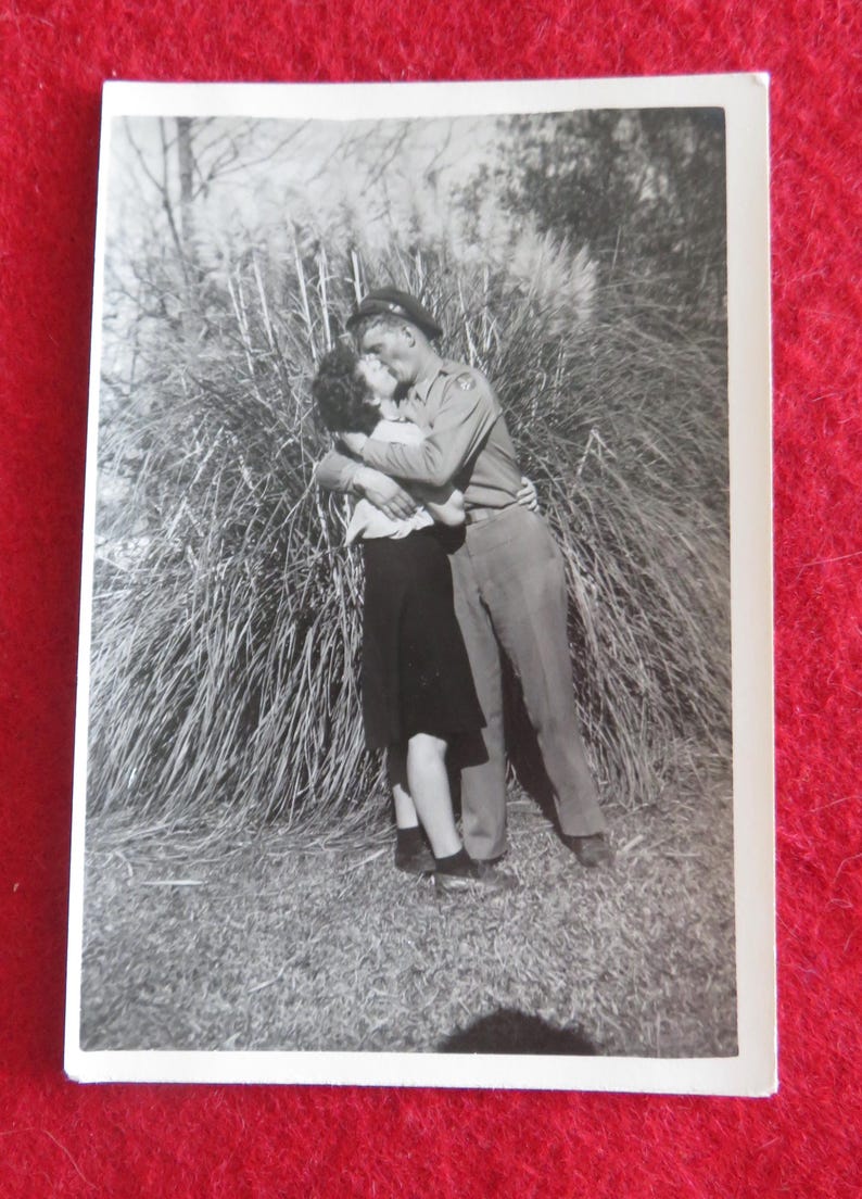 The Kiss - 1940's US GI Shares A Kiss With His Gal Snapshot Photo ...