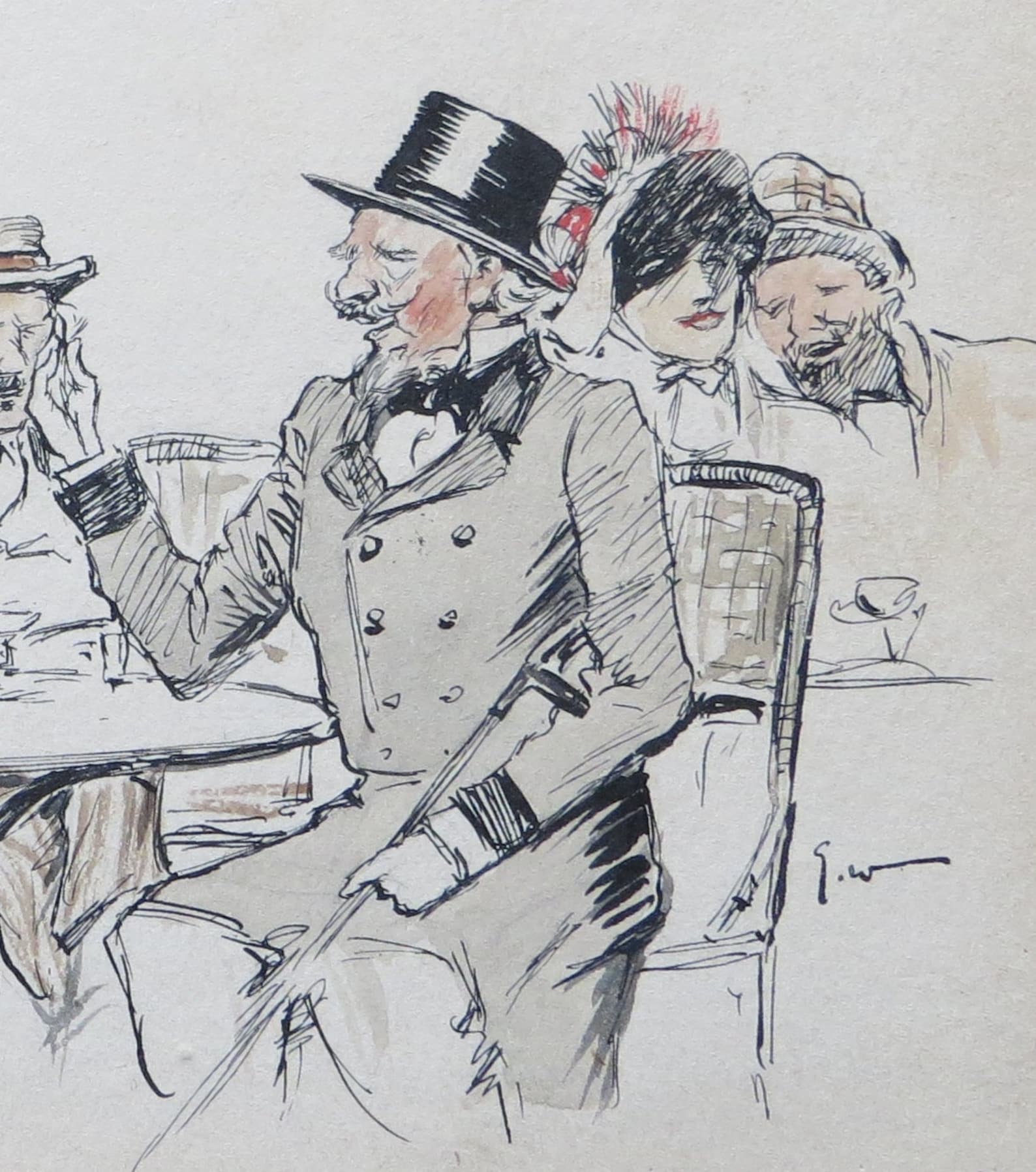 Original 1900's Pen & Ink Watercolor Drawing Signed GW | Etsy