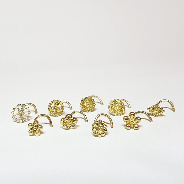 2 Solid Gold Nose Pin Gold Nose Stud Nose Screw Nose Studs | Etsy