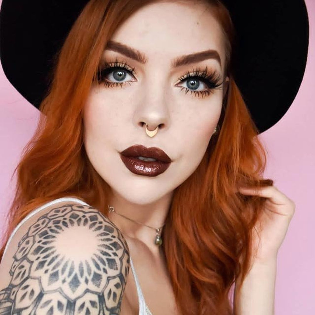 Solid Rose Gold Septum Ring, Rose Gold Septum Jewelry, Triangle Septum Ring, 16g, 14g, 16 Gauge ...