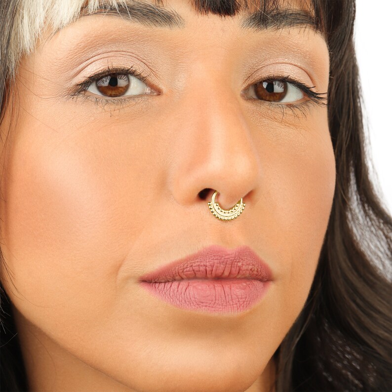 14k Septum / Gold Septum Ring / Tribal Septum Ring / Nose Ring - Etsy ...
