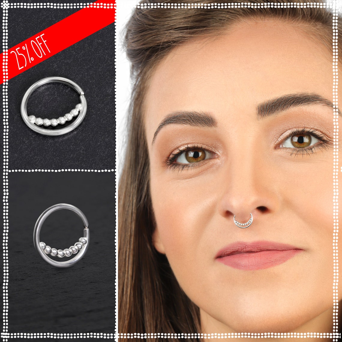 Dainty Septum Silver Septum Ring Septum Jewelry Tribal - Etsy