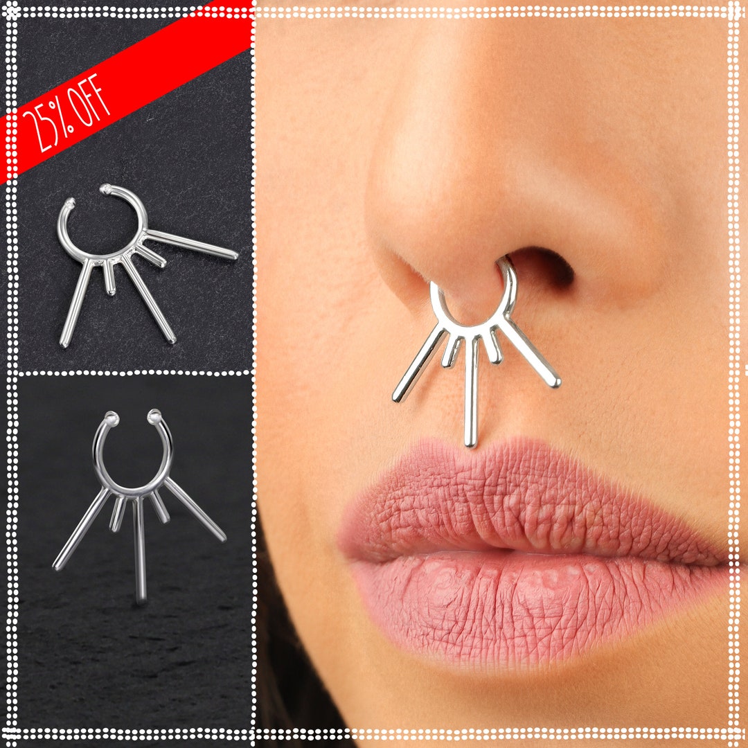 Fake Septum Piercing Faux Septum Fake Nose Ring Hoop Fake Nose Stud ...