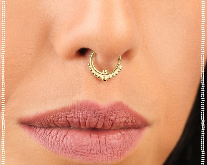 Tribal Gold Septum | Gold Septum Ring | 14k Septum | Septum Jewelry ...