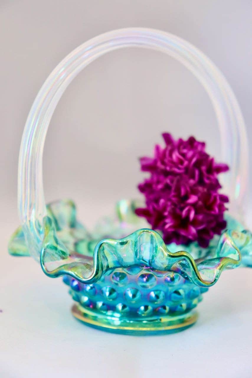 Beautiful Fenton /QVC 6832/SA Iridized Spruce Green Hobnail Miniature ...