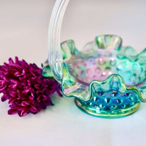 Beautiful Fenton /QVC 6832/SA Iridized Spruce Green Hobnail Miniature ...