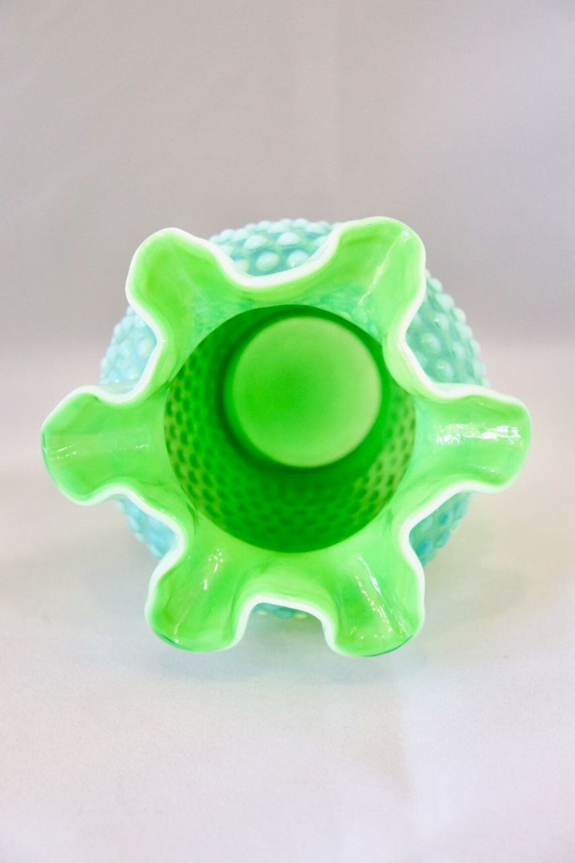 Fenton Lime Green Opalescent Hobnail 6 Vase - Etsy
