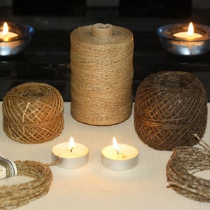 Organic Bees Waxed Pure HEMP WICK, TWINE / Holds Flame Like Candle/ 10 ...