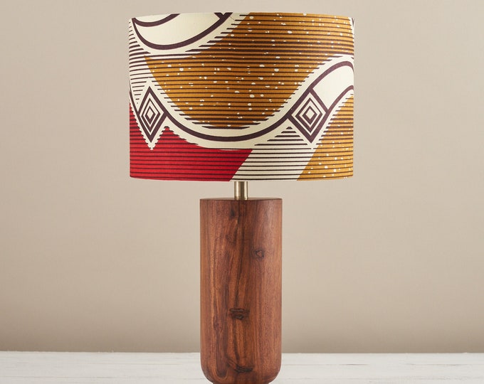 African Wax Print Lamp Shade Red Geometric Drum Lampshade - Etsy