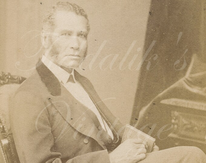 Victorian Man, Mutton Chops, Holding Book, Seated Portrait CDV Photo J ...