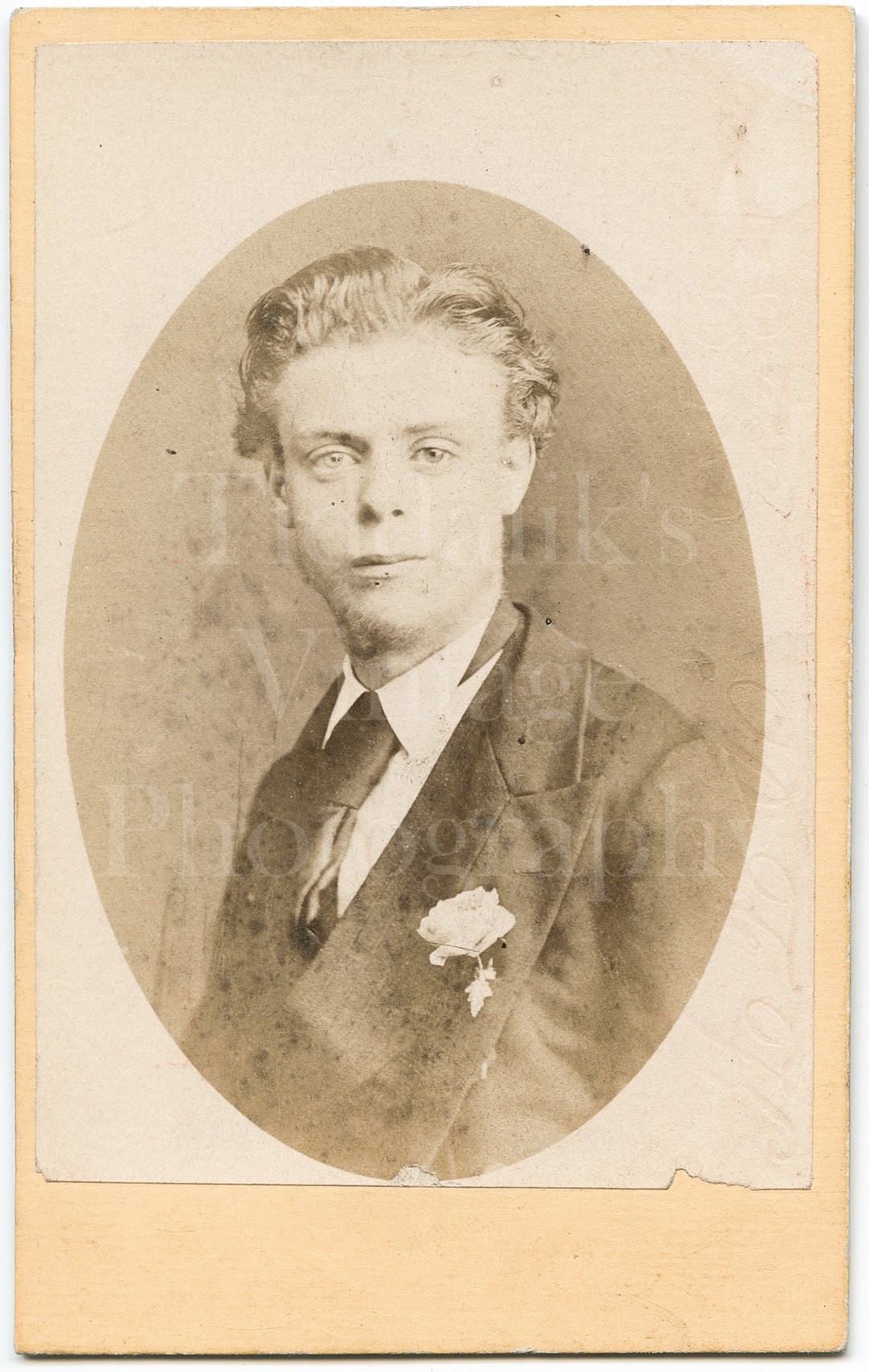 Victorian Young Man Suit With Flower Oval Masked Portrait - Etsy