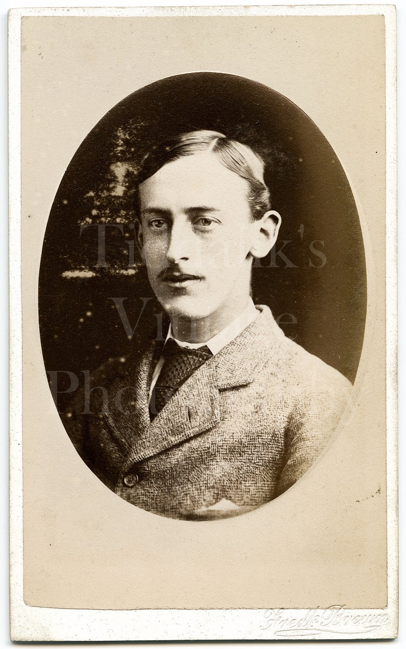 Victorian Young Man Oval Masked Portrait CDV Photo | Etsy