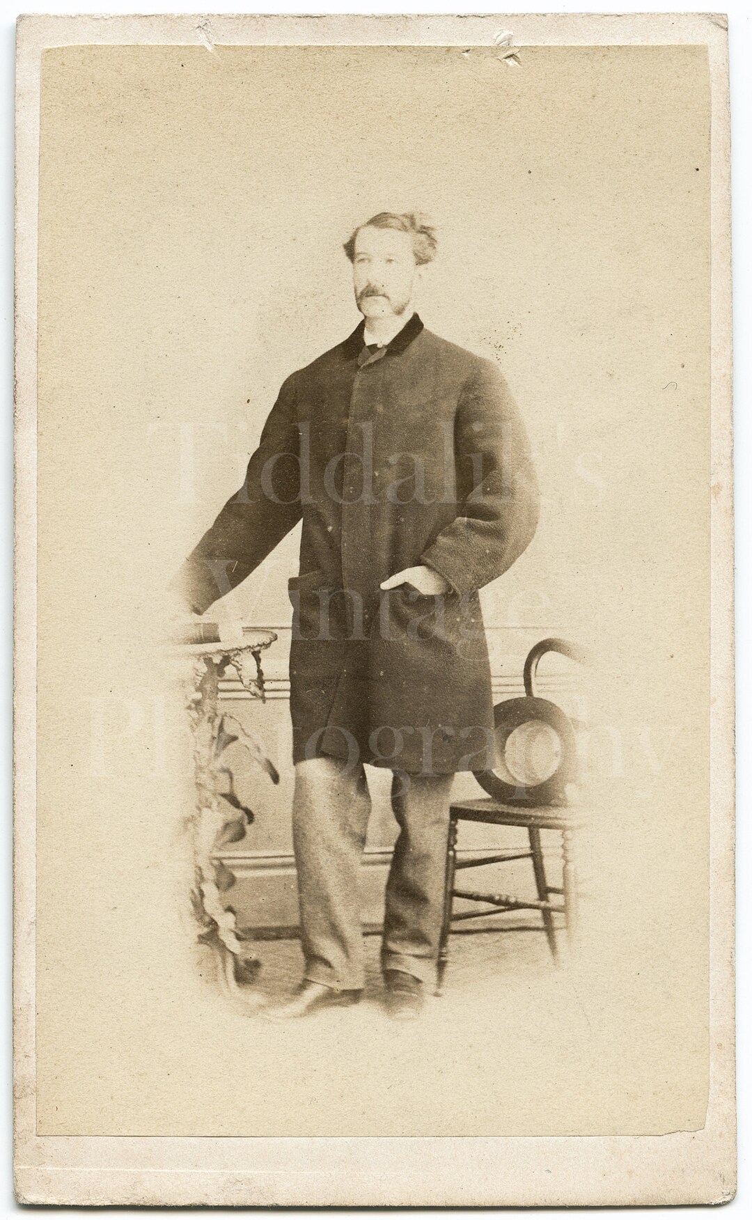 Victorian Man, Huge Coat, Vignette Portrait ~ CDV Photo ~ J Grossmanns ...