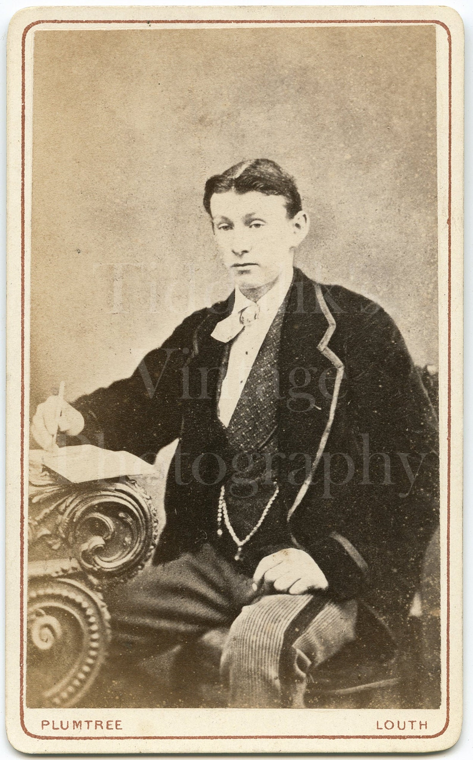 CDV Photo Victorian Young Man Seated Portrait Plumtree of - Etsy