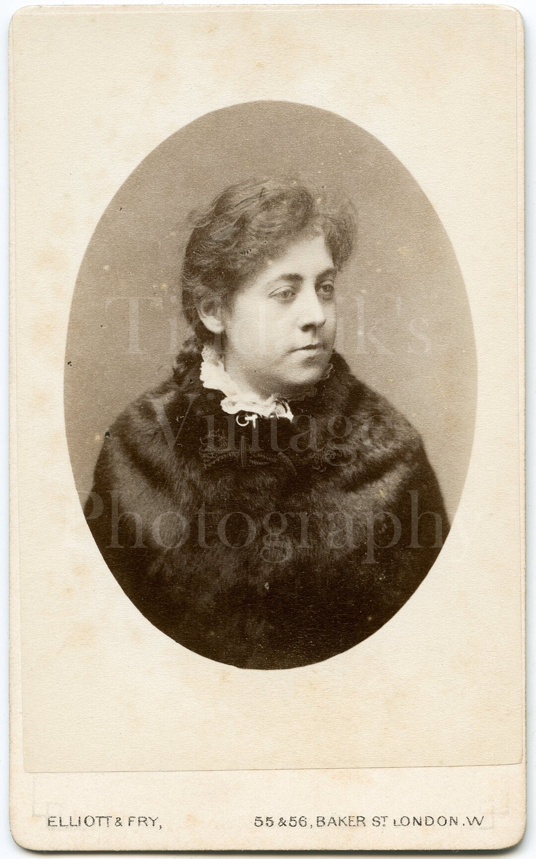 Victorian Young Woman, Fur Coat, Oval Masked Portrait CDV Photo Elliot ...