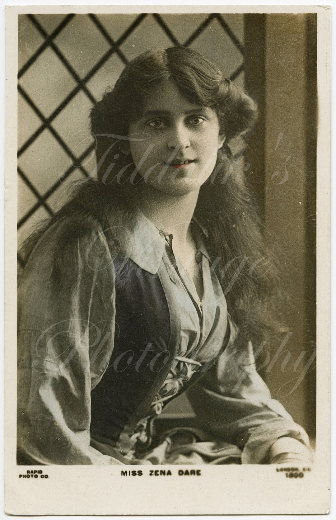 Zena Dare, Edwardian Actress, Singer ~ Hand Tinted Antique Postcard ...