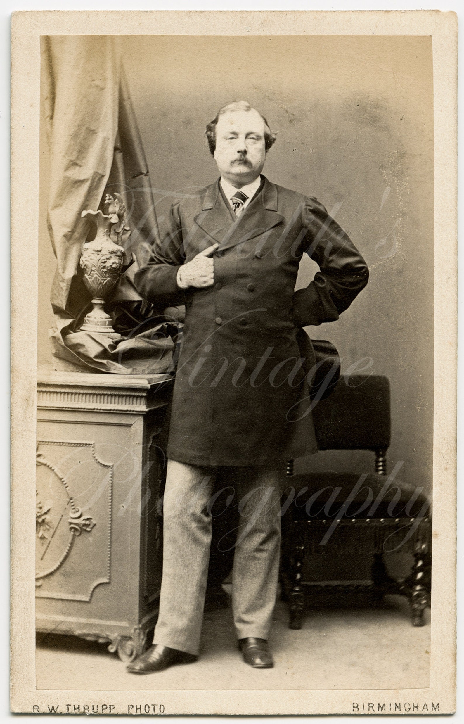 Victorian Upright Gent Holding Top Hat Standing Portrait | Etsy