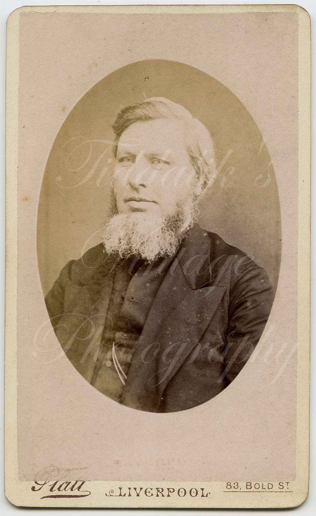 Victorian Young Bearded Man, Oval Masked Portrait CDV Photo J B Platt ...