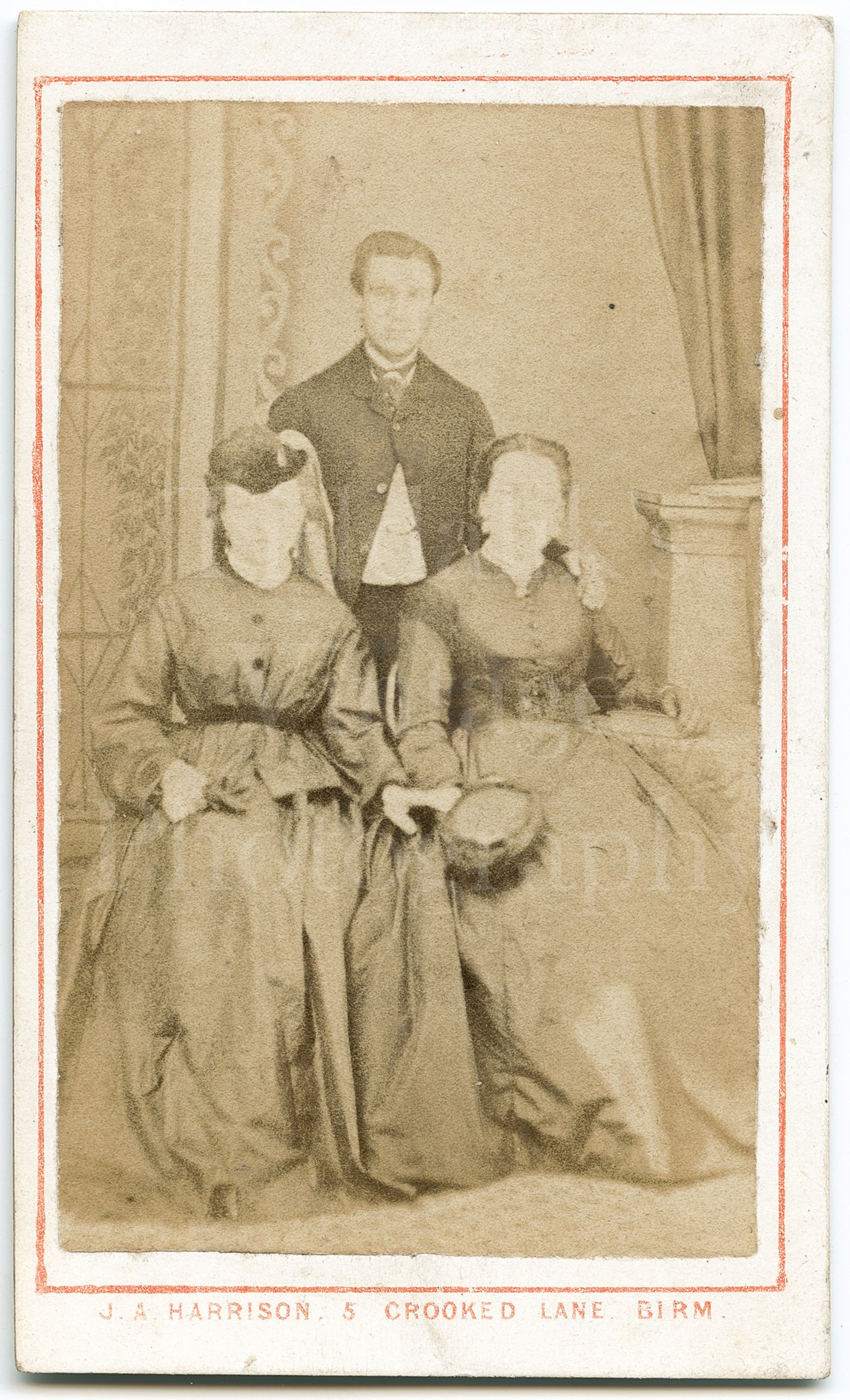 Victorian Group 2 Women 1 Man Faded Faces Portrait CDV | Etsy
