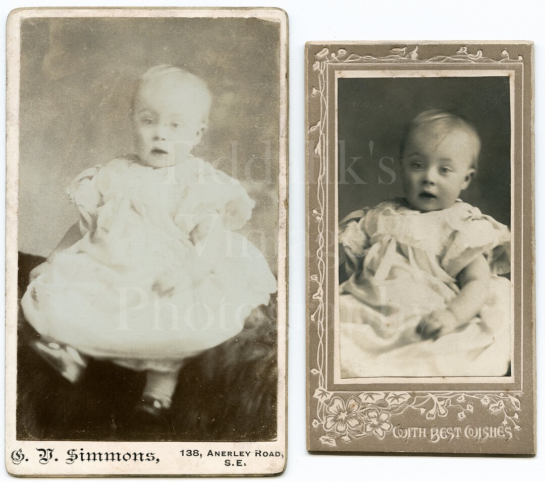 2X Victorian Baby, Same Portrait ~ One Miniature Copy CDV Photo ...