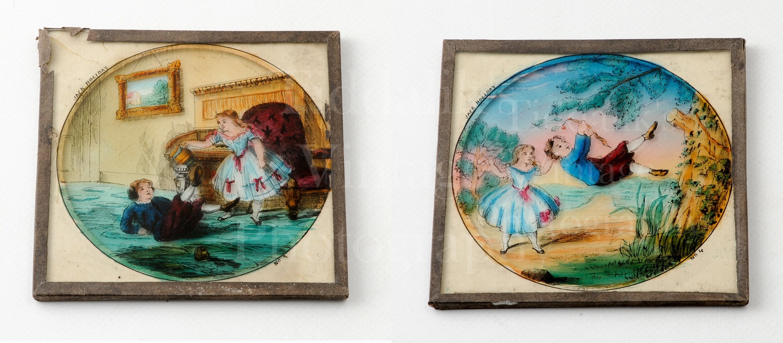 Set of 7 Antique Magic Lantern Glass Slides Jack Holiday | Etsy