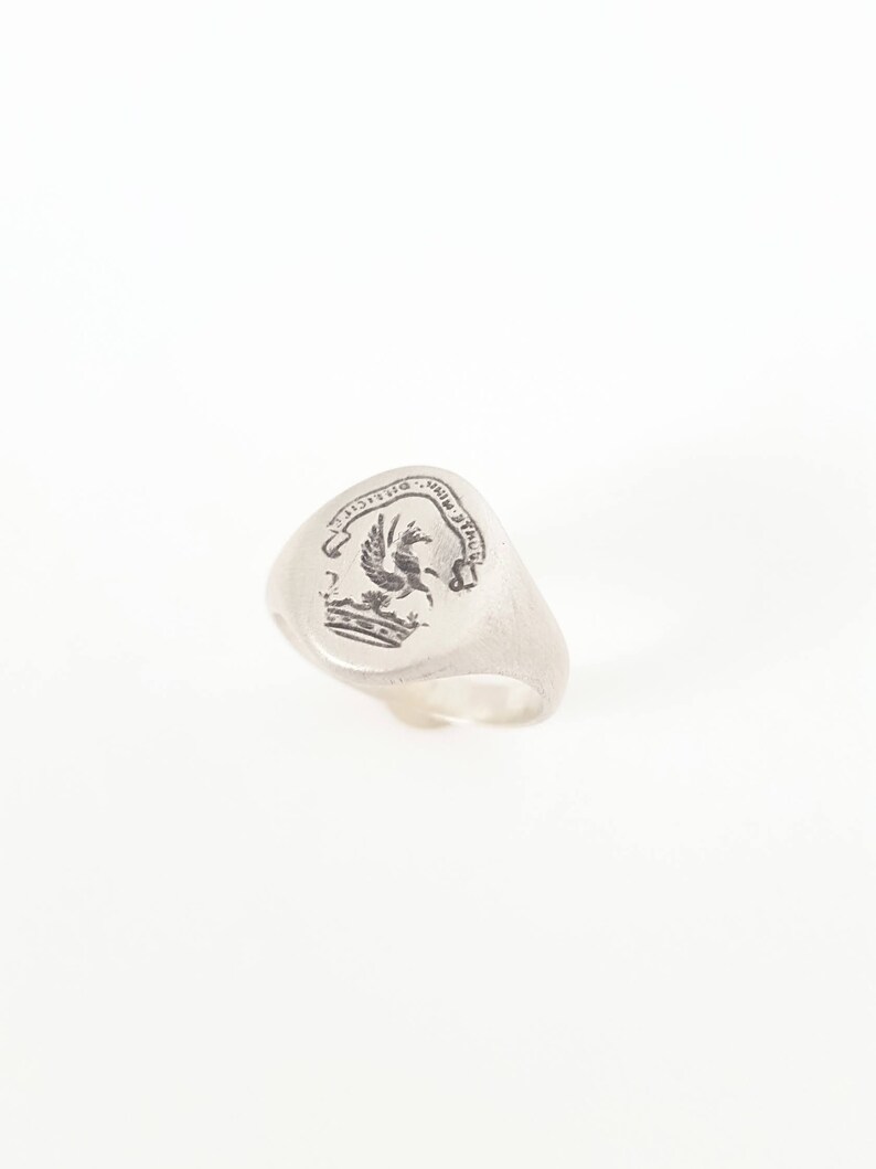 Edwardian Style Pegasus Signet Ring "forti Nihil Difficile" (nothing is ...
