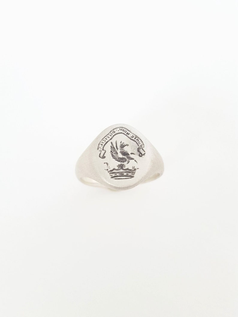 Edwardian Style Pegasus Signet Ring "forti Nihil Difficile" (nothing is ...