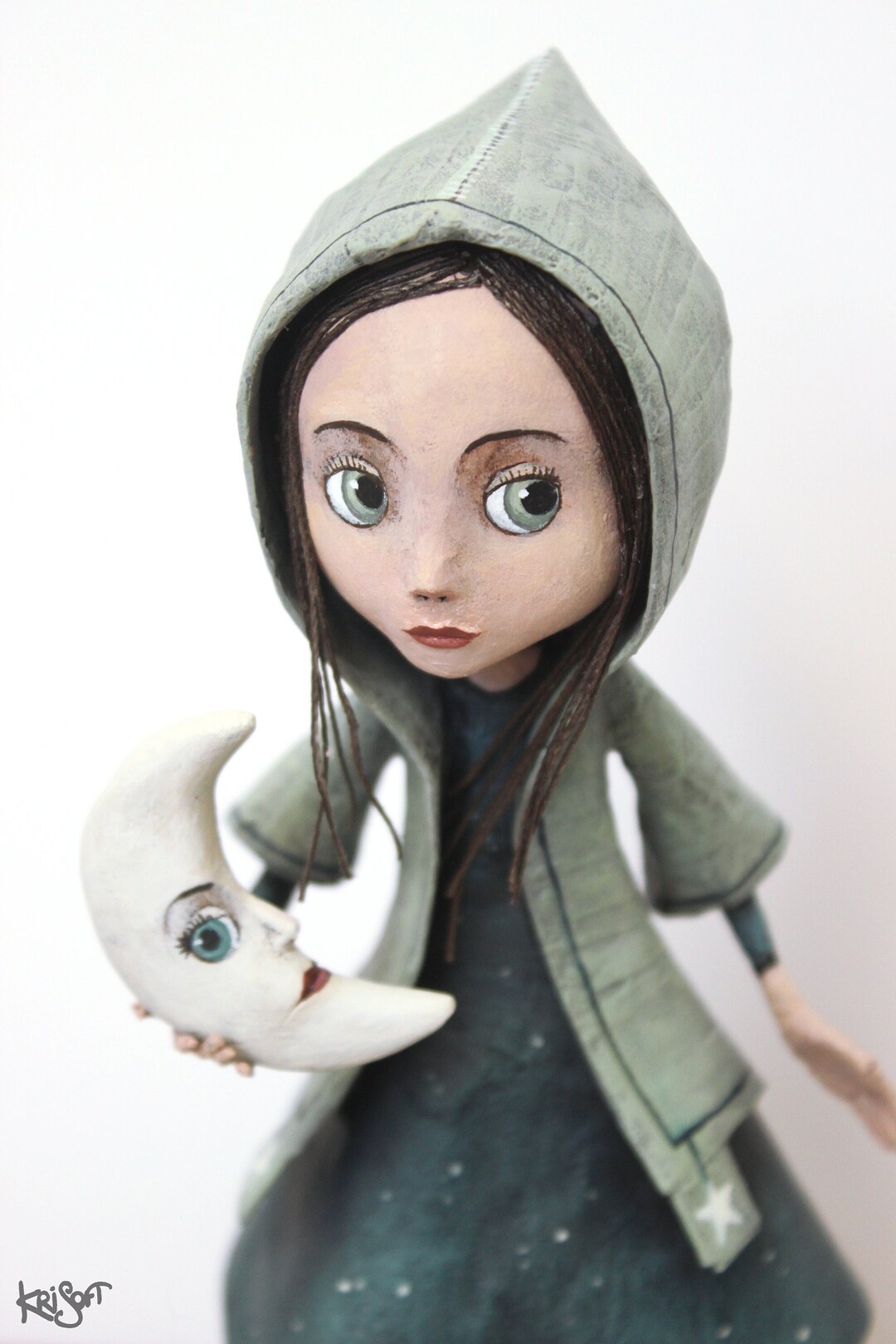 LISA, the Little Moon-grabber, Sculpture, Unique Piece Signed Krisoft ...