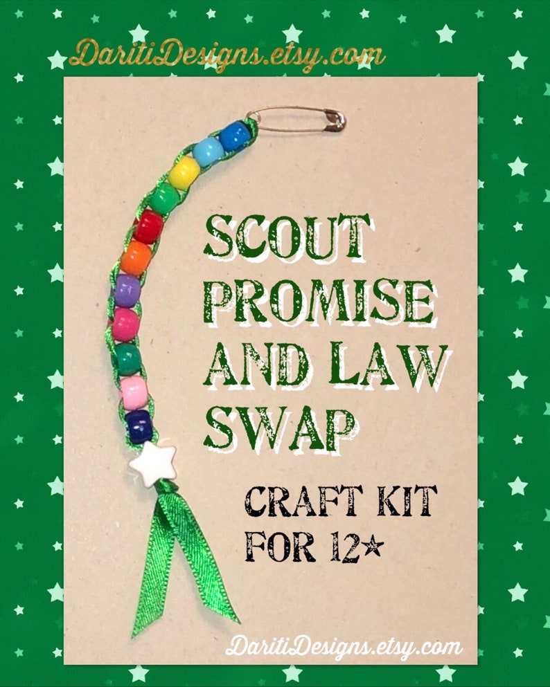 GS Promise and Law ~ Beaded Scout Troop Craft Swaps Kit ~ Activity for ...