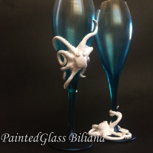 Octopus Wedding Champagne Flutes 2 Pcs - Etsy
