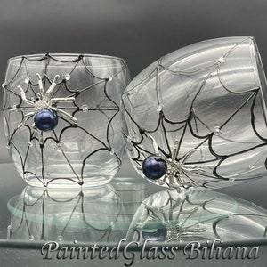 Black Spider Halloween Whiskey Glasses, Set of 2 - Etsy