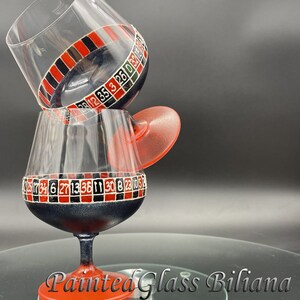 CRYSTAL Set of 2 Hand Painted Brandy Cognac Whiskey Glasses Las Vegas ...