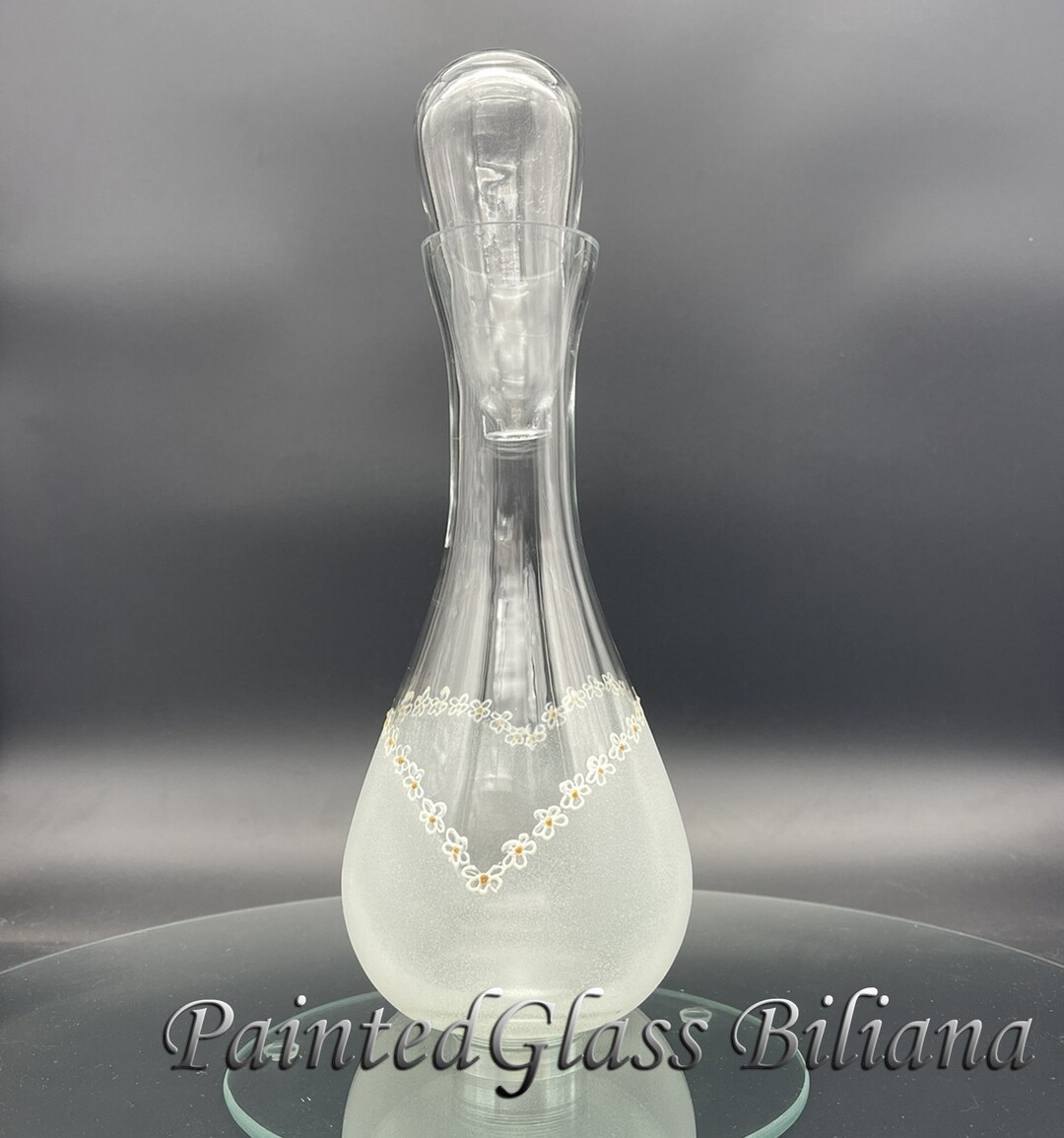 Hand Painted Wine Whiskey Brandy Bottle Carafe HEART in White Color - Etsy